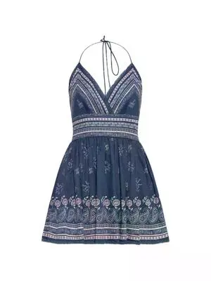 LoveShackFancy Arletta Floral Print Mini Dress - Blue