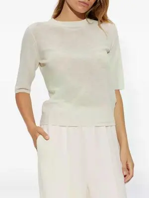 Fabiana Filippi Sequin-embellished Short-sleeve Knit T-shirt - Neutrals
