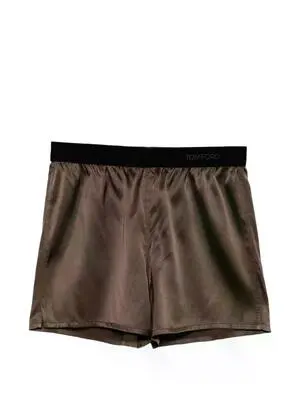 TOM FORD Satin Side-slit Shorts - Brown