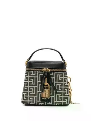 Balmain Monogram-pattern Padlock Mini Bag - Black