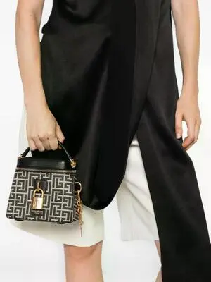 Balmain Monogram-pattern Padlock Mini Bag