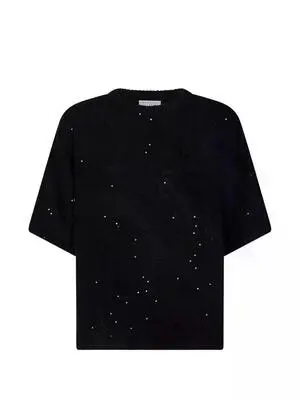 Brunello Cucinelli Sequin Embellished Kimono-sleeve Sweater - Black