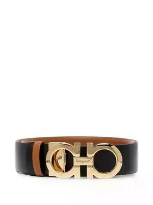 FERRAGAMO Gancini Leather Belt - Black