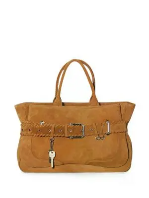 OSOI Buckle-detail Calf Suede Tote Bag - Neutrals