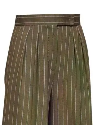 Max Mara Pinstriped Wide Leg Trousers - Green