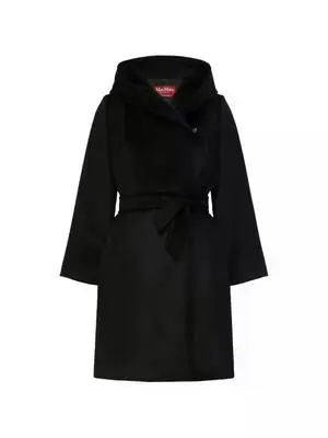 Max Mara Belted Hooded Coat - Black