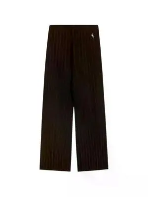 Sporty & Rich Ribbed Logo-embroidered Palazzo Pants - Brown