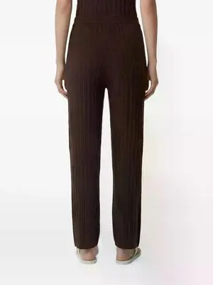 Sporty & Rich Ribbed Logo-embroidered Palazzo Pants - Brown