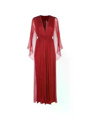 Alberta Ferretti Pleated Silk-chiffon Maxi Dress - Red