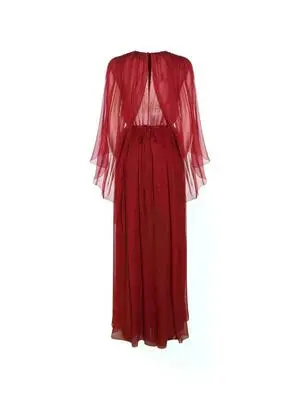 Alberta Ferretti Pleated Silk-chiffon Maxi Dress