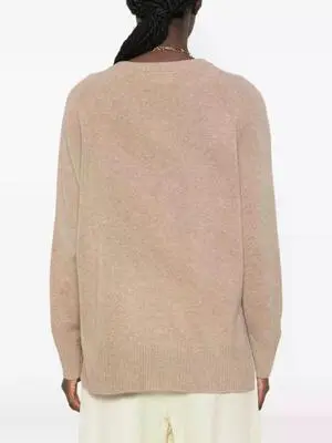 Closed Crew Neck Long Sleeve Sweater - Neutrals