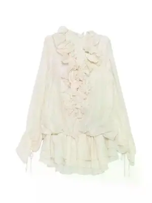 PAPER LACE Barbie Ruffled Tiered Mini Dress - Neutrals