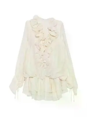 PAPER LACE Barbie Ruffled Tiered Mini Dress - Neutrals