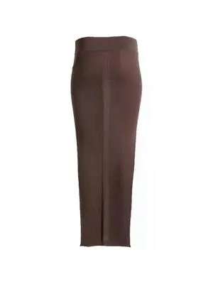 Rick Owens Ribbed-knit Maxi Skirt - Brown