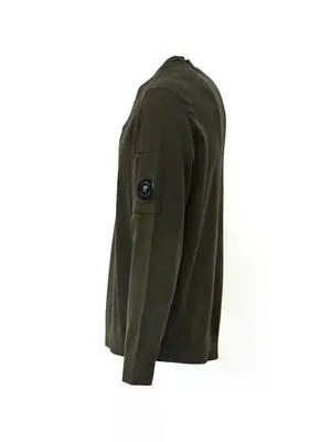 C.P. COMPANY Crew Neck Fine Knit Sweater With Sleeve Lens Detail