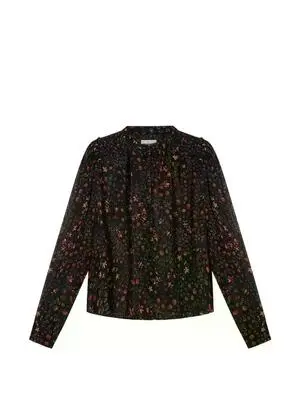 MARANT ETOILE Floral-print Silk-blend Semi-sheer Blouse - Black