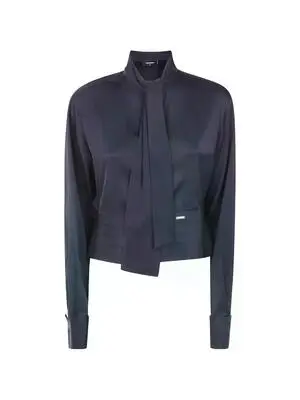 Dsquared2 Tie-neck Pleated-waist Shirt - Black