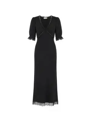 Rixo Annina Lace-trim Midi Dress - Black