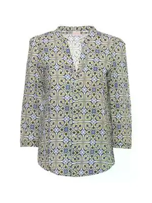 EMME V-neck Printed Shirt - Blue