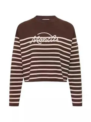 Moncler Striped Logo-embroidered Sweater - Brown