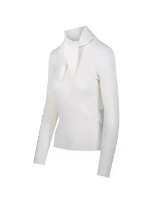 P.a.r.o.s.h Ribbed-knit Tie-neck Sweater