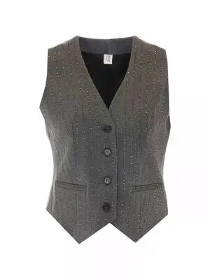 Liu Jo Pinstripe Vest With Strass Embellishments
