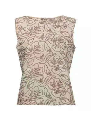 EMME Floral-embroidered Sleeveless Top - Neutrals
