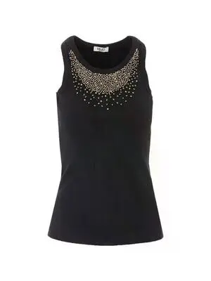 Liu Jo Strass-embellished Ribbed Top - Black