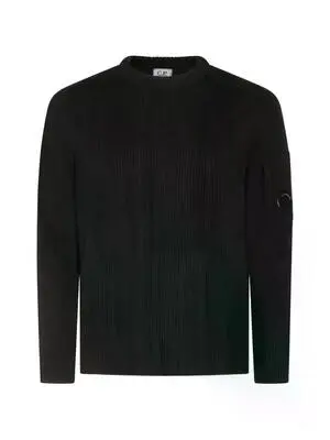 C.P. COMPANY Ribbed-knit Lens Detail Sweater - Black