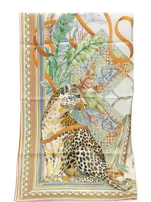 FERRAGAMO Leopard-print Scarf - Orange