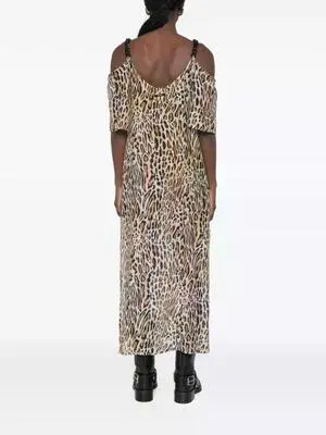 Moschino Leopard-print Cold-shoulder Midi Dress