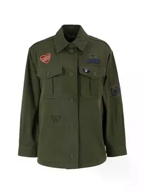 Max Mara Embroidered-patch Cotton Jacket - Green
