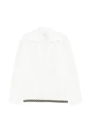 Commas Embroidered-trim Front-tie Shirt - White
