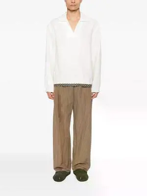 Commas Embroidered-trim Front-tie Shirt
