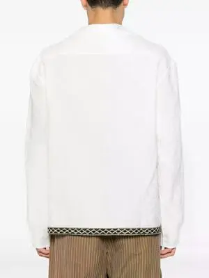 Commas Embroidered-trim Front-tie Shirt