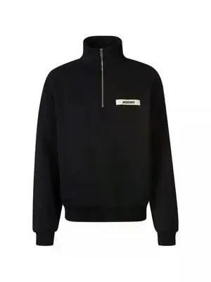 Jacquemus Logo-patch Quarter-zip Sweater - Black