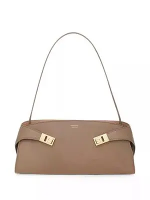 FERRAGAMO Gancini Leather Shoulder Bag - Neutrals