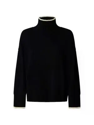 Pinko Contrast-trim Roll-neck Sweater - Black