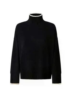 Pinko Contrast Trim Roll Neck Sweater - Black