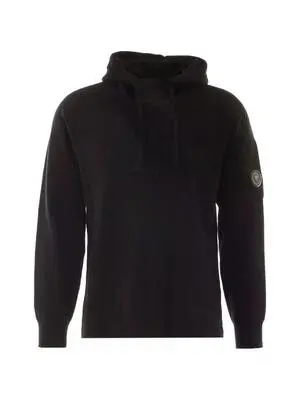 C.P. COMPANY Lens-detail Knitted Hoodie - Black