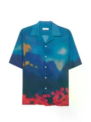 Commas Midnight Horizon Camp-collar Shirt - Blue