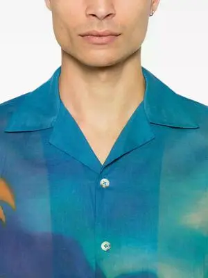 Commas Midnight Horizon Camp-collar Shirt - Blue