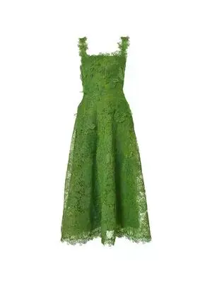 Carolina Herrera Hydrangea Lace Midi Dress