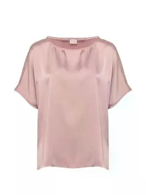 EMME Satin-finish Short-sleeved Blouse - Pink