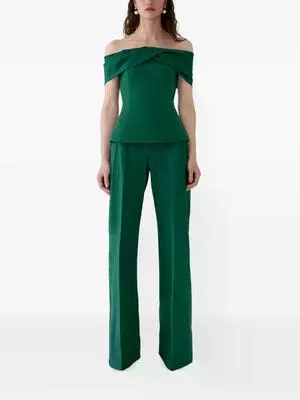 Carolina Herrera Draped Off-shoulder Blouse - Green