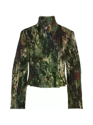 Henrik Vibskov Textured High Neck Cropped Jacket - Green