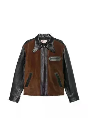 Marni Panelled Zipped Leather Jacket - Black