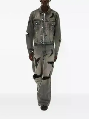MASU Distressed Wide-leg Jeans - Grey
