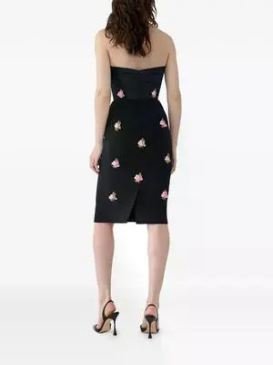 Carolina Herrera Strapless Floral Embroidered Dress