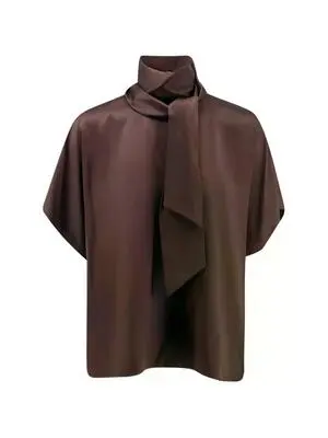 Brunello Cucinelli Scarf-detail Blouse - Brown